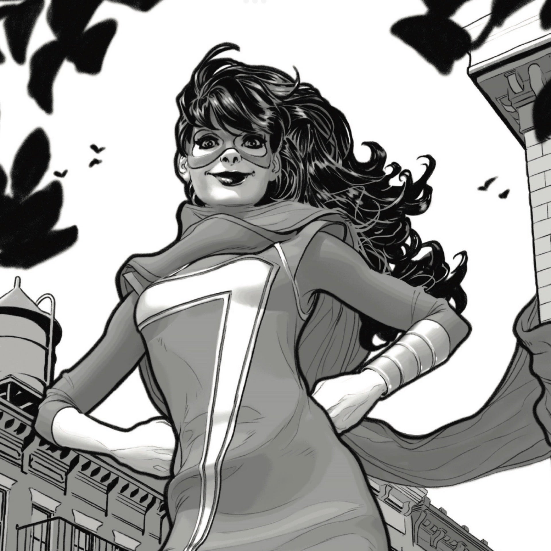 Ms Marvel Fallen Hero Cover (Grayscale) | Lobos Art